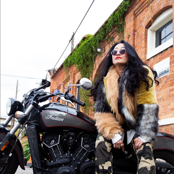 Stylenanda | Jackets & Coats | Stylenanda Camel Black Gold Faux Fur ...